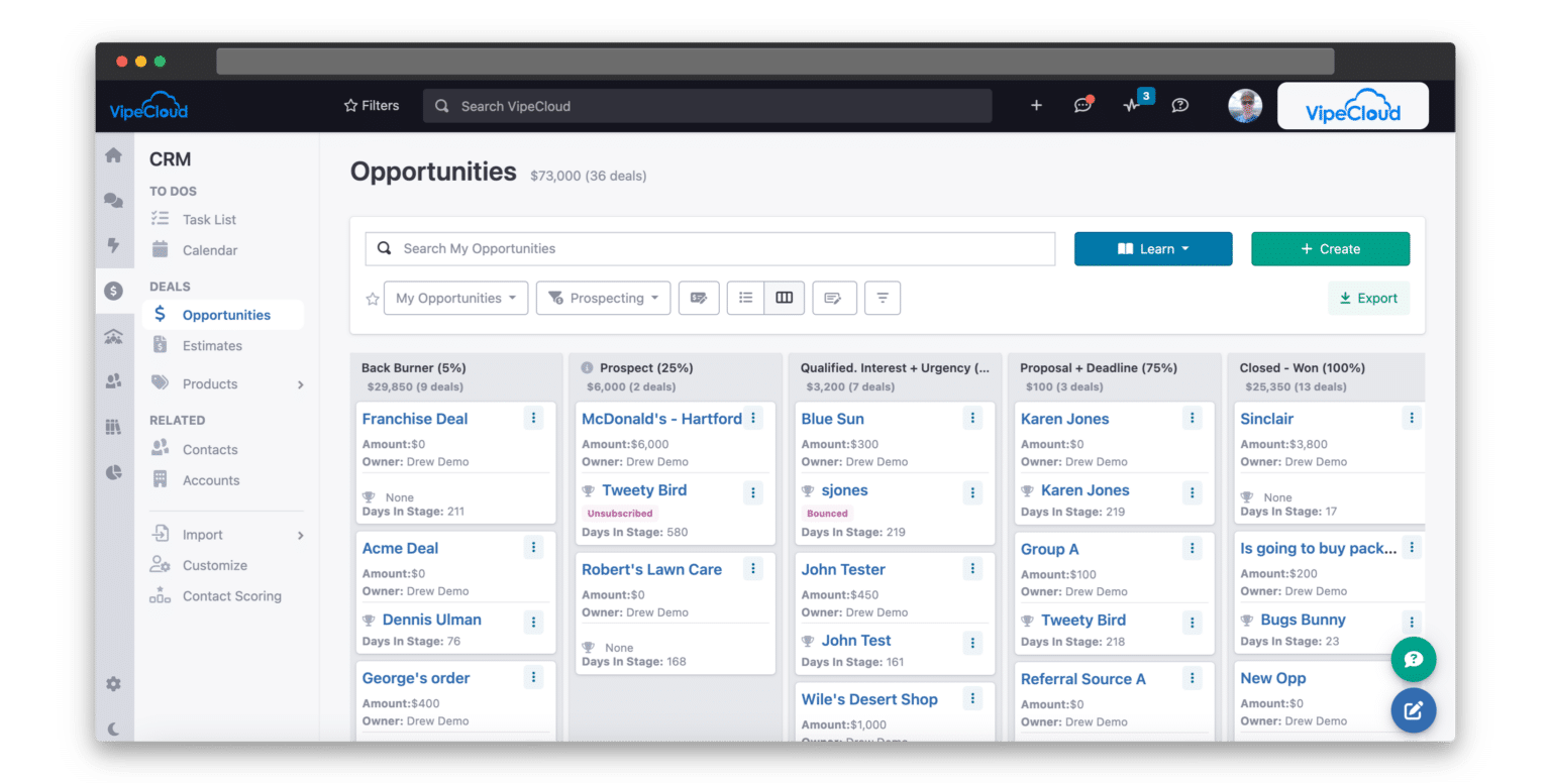 VipeCloud: Sales CRM, Marketing Suite, Social, All-In-One